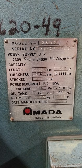 Amada hydraulic Shear – Shears, Hydraulic CNC / Mechanical / Inch/Gauge ...
